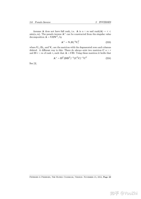 矩阵微积分公式查表(The Matrix Cookbook) - 知乎