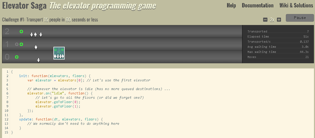酷站推荐 - play.elevatorsaga.com - Elevator Saga | JavaScript电梯传奇 - 知乎