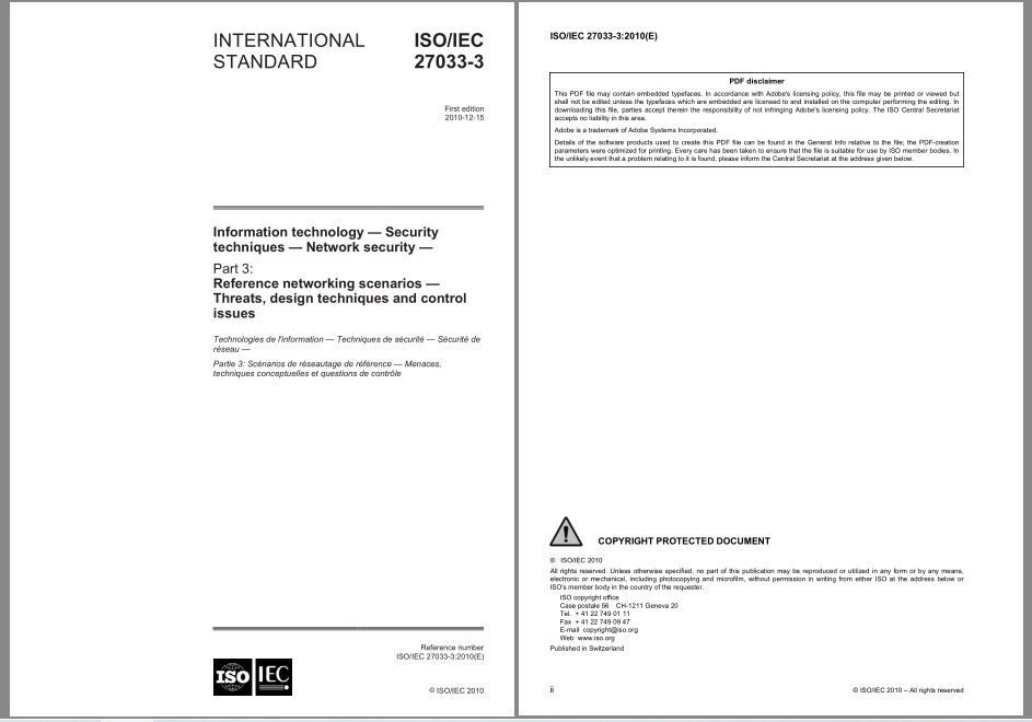 ISO/IEC 27033-3-2010【中文版翻译PDF原版】信息技术--安全技术--网络安全--第3部分：标准联网概要--威胁、设计技术和控制问题 - 知乎
