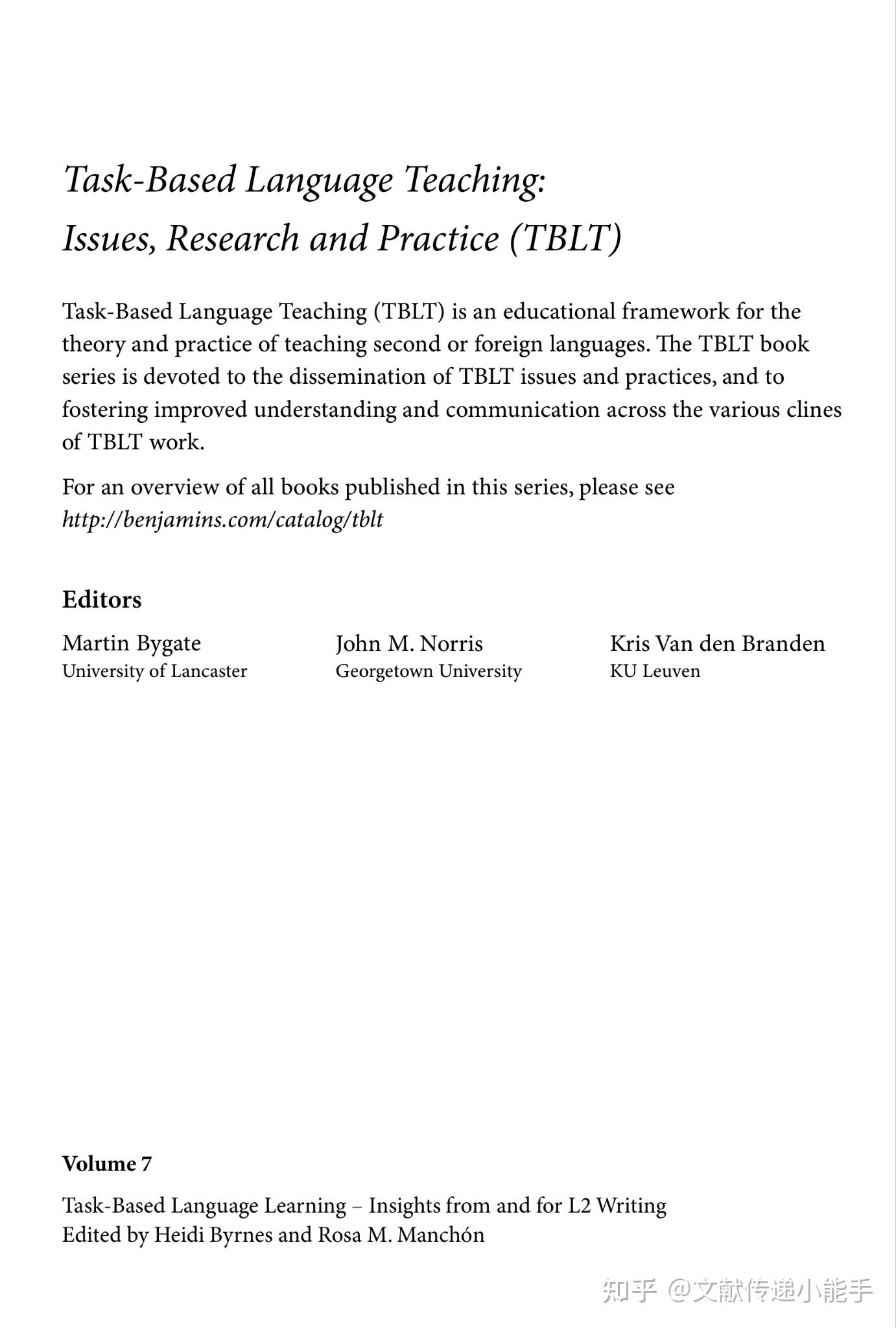 Task-Based Language Learning Insights from and for L2 Writing by Heidi ...