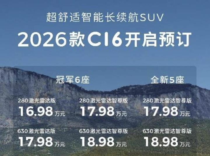 2026款零跑C16开启预售：冠军6座再进阶，全新5座满配登场 - 知乎
