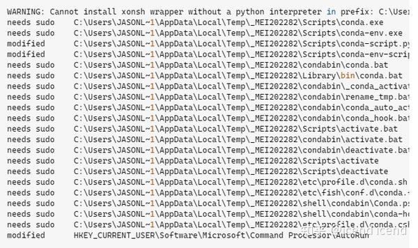 解决conda的“WARNING: Cannot install xonsh wrapper without a python interpreter in pref...”问题 - 知乎