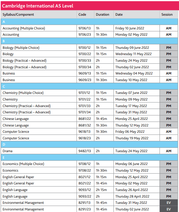 重磅！A-level三大考试局2022年夏季考试日程安排已经公布！ - 知乎