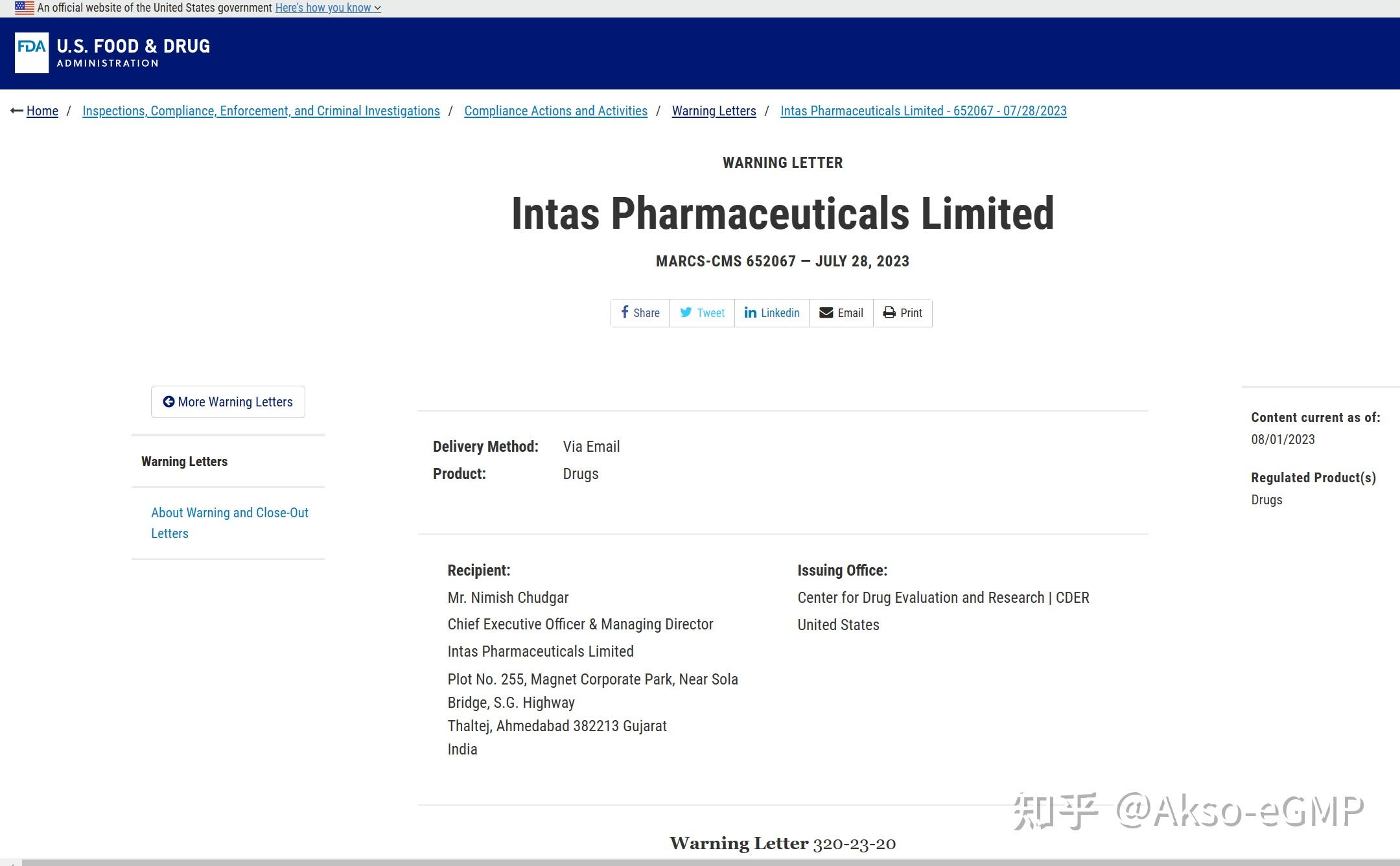 FDA检查报告：什么是483表格？EIR? 警告信? - 知乎
