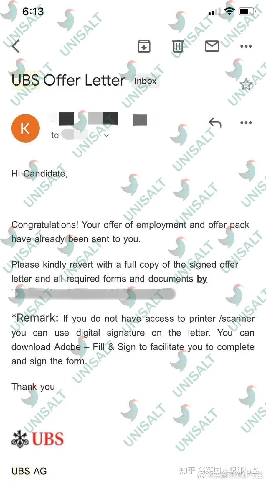 收到一封Offer：UBS 瑞银财富管理 - 知乎