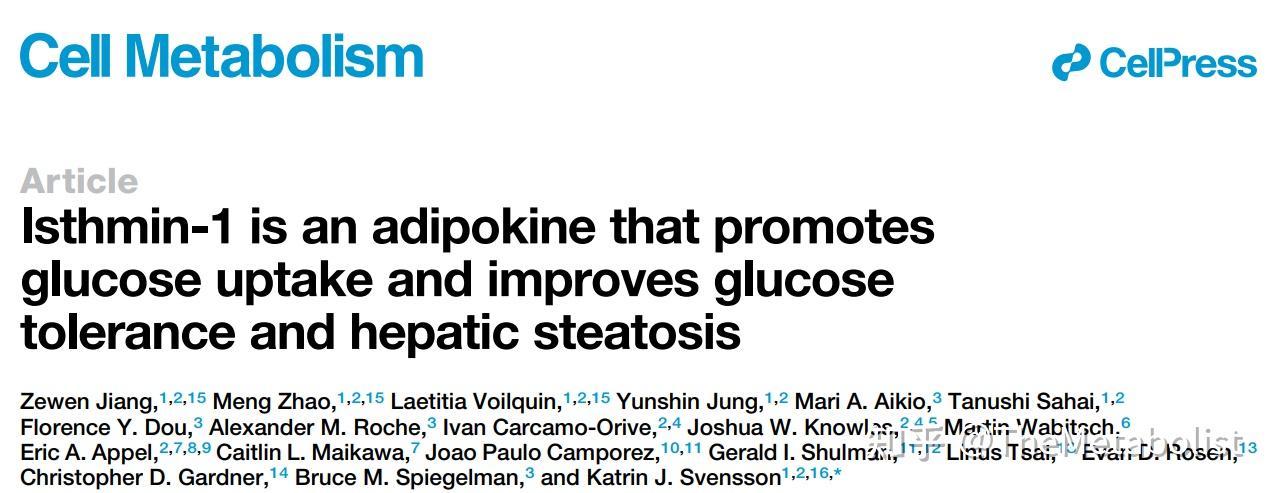 代谢学人--Cell Metabolism：小孩子才做选择，除糖和降脂，Isthmin-1全都要 - 知乎