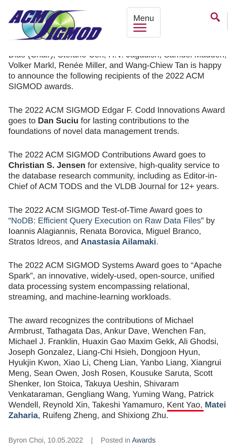 2022 SIGMOD 系统奖花落 Apache Spark，网易数帆燕青贡献获表彰 - 知乎