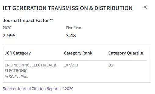 JCR 2区，中科院3区，编委阵容强大的老牌电力期刊 IET Generation, Transmission & Distribution - 知乎