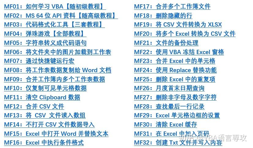 Mf系列vba技术资料1 505 知乎 