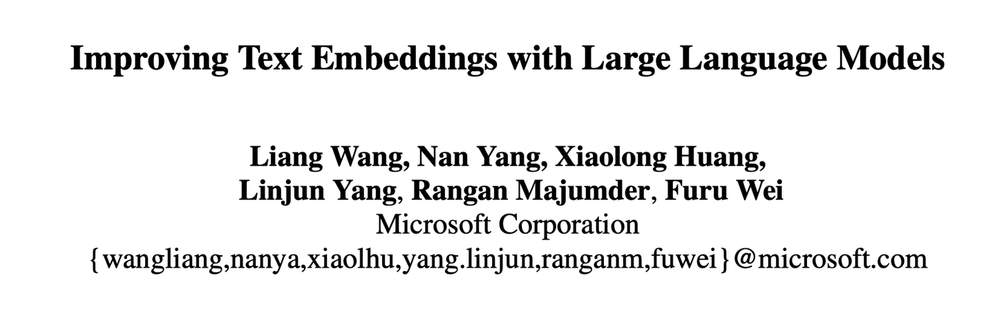 ACL 2024 大模型+文本表示+搜索：Improving Text Embeddings with Large Language Models 论文阅读 - 知乎