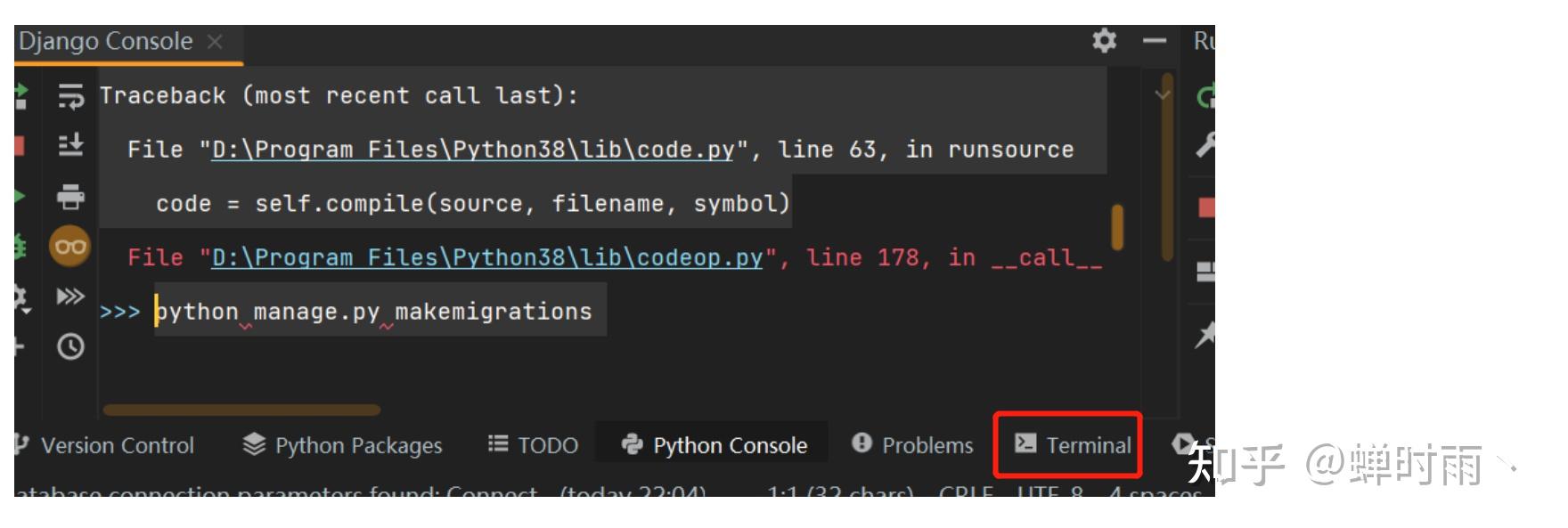 在pycharm里命令行执行python manage.py makemigrations 红杠报错？ - 知乎