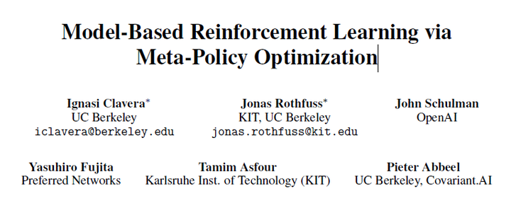 Model-based 3：Model-Based Reinforcement Learning via Meta-Policy Optimization(ME-MPO) - 知乎