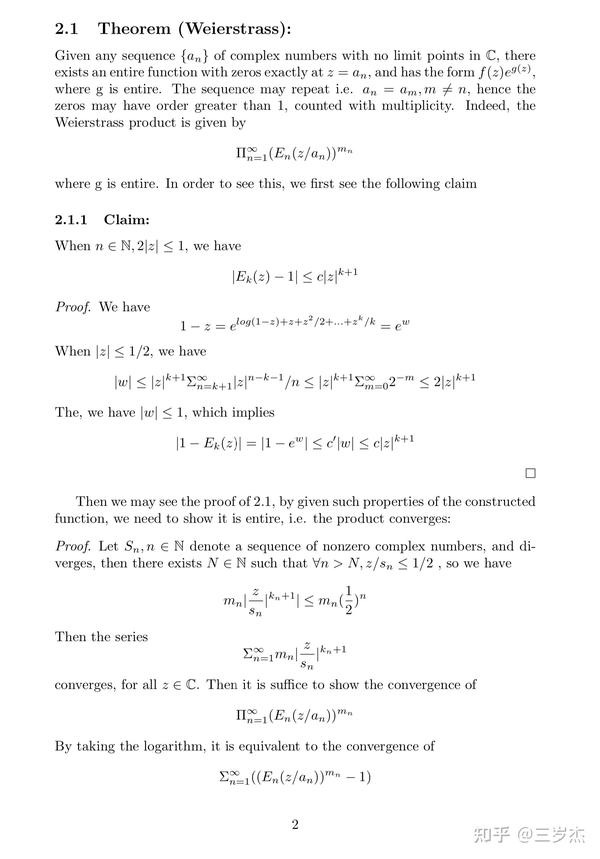 复分析（4）Weierstrass 因式分解和应用（ Weierstrass p function，Mittag-Liffler 分解） - 知乎