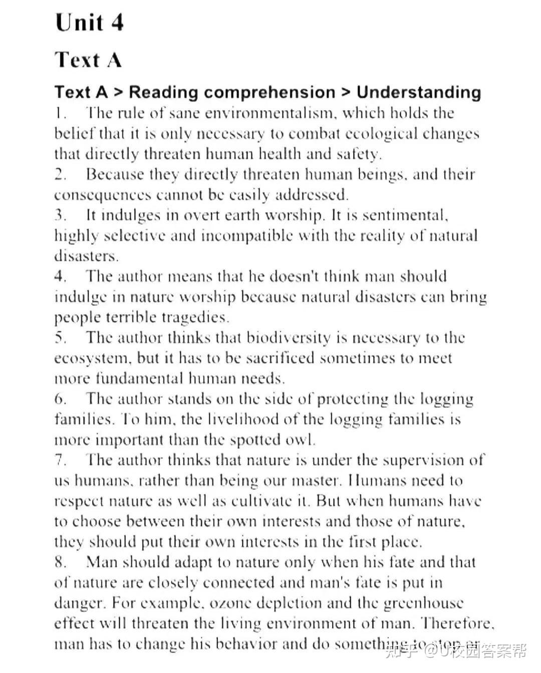 新视野大学英语读写教程 4（第三版）Unit3-Unit4 U校园答案 - 知乎