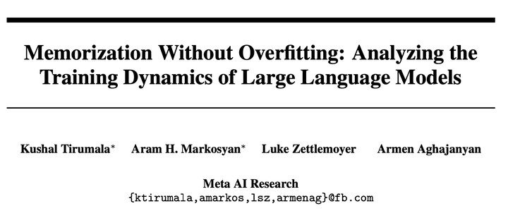 【文章选读】Memorization Without Overfitting: Analyzing the Training Dynamics of Large Language Models ...