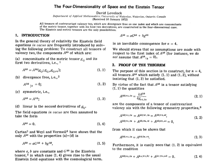 相对论学习笔记 2.3 Lovelock定理：四维时空与爱因斯坦（Einstein）张量 - 知乎