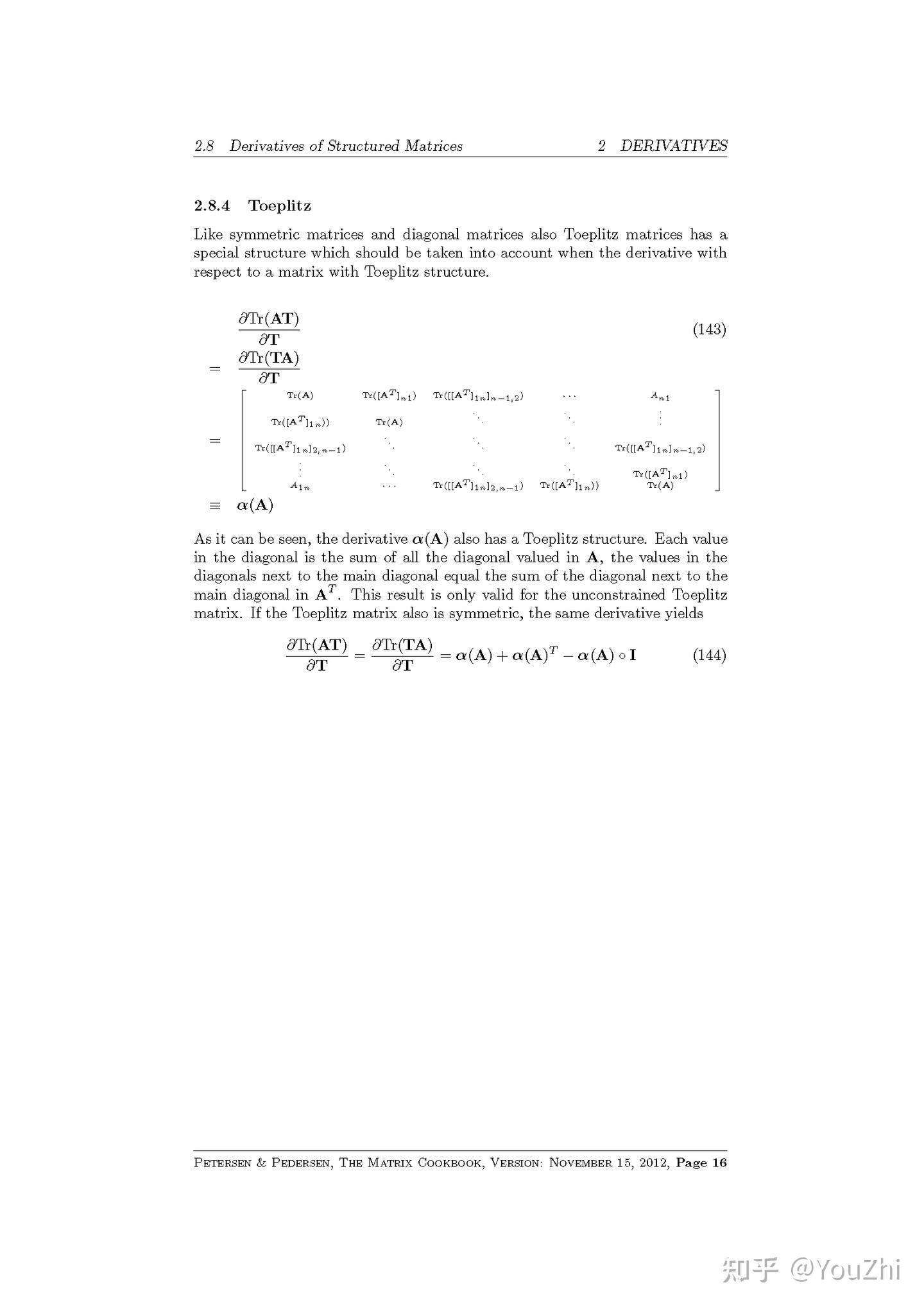 矩阵微积分公式查表(The Matrix Cookbook) - 知乎
