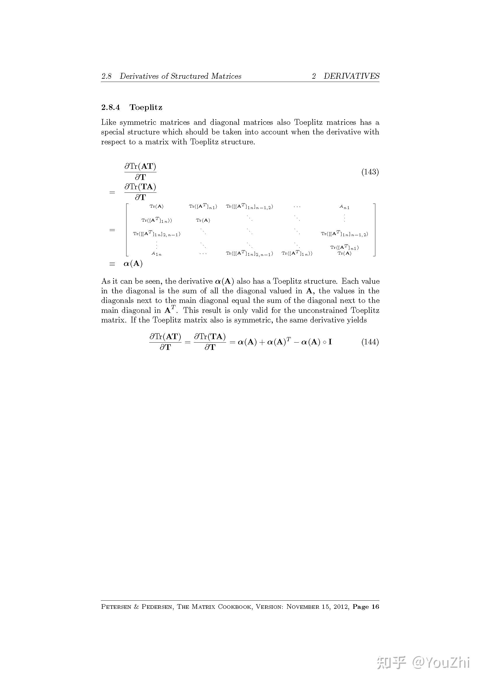 矩阵微积分公式查表(The Matrix Cookbook) - 知乎