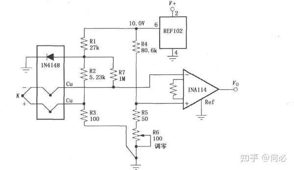 具有冷端补偿的热电偶放大电路(INA114) - 知乎