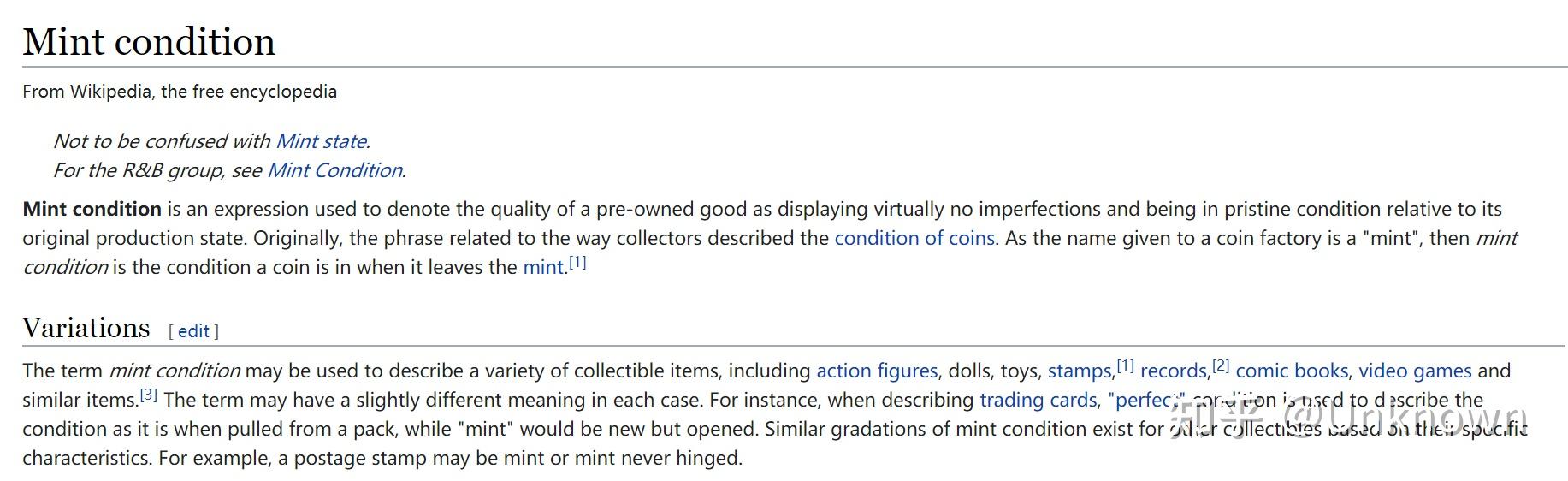 in mint condition意为完好无缺，为何? - 知乎