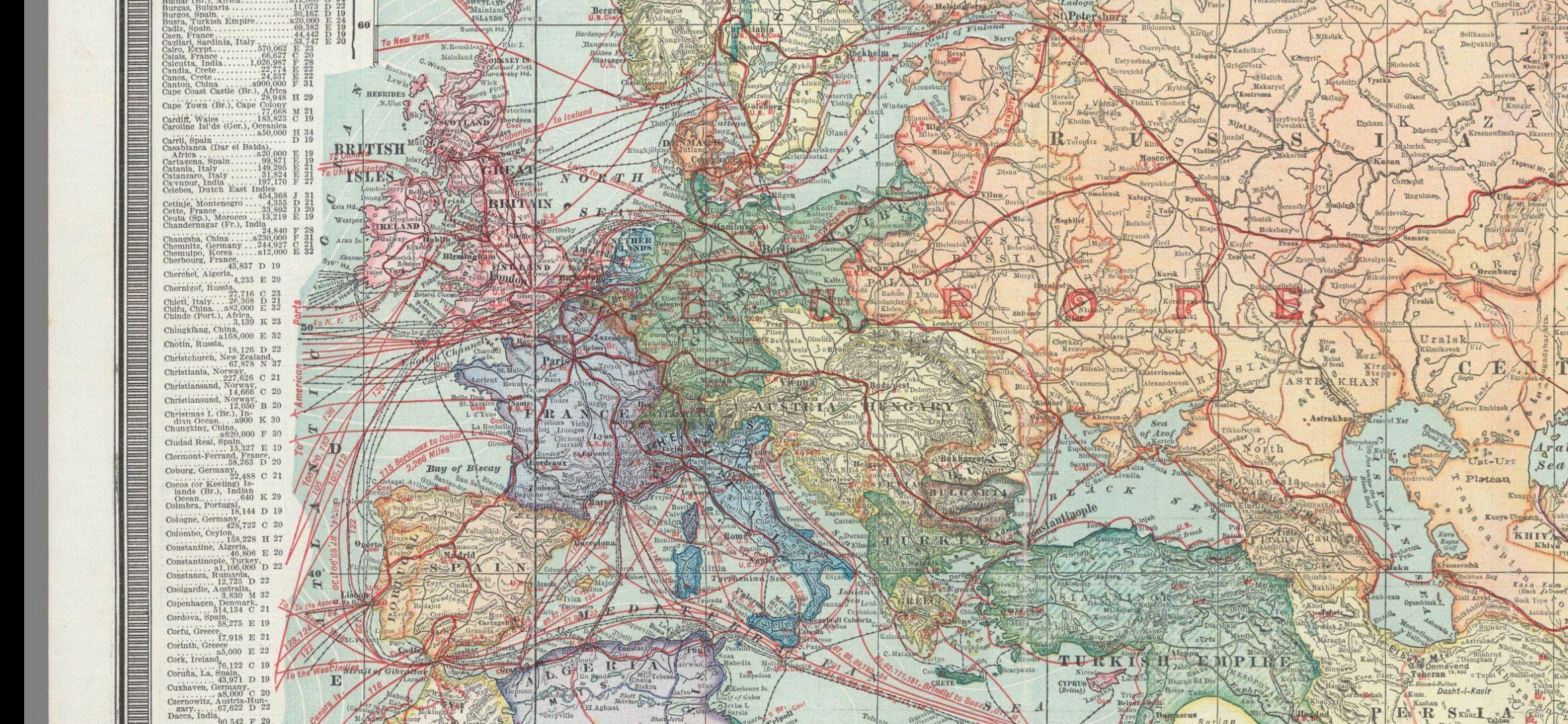 1910年世界地图，两张（Scarborough's map of the world,1910）：殖民领、势力范围、主要航线 - 知乎