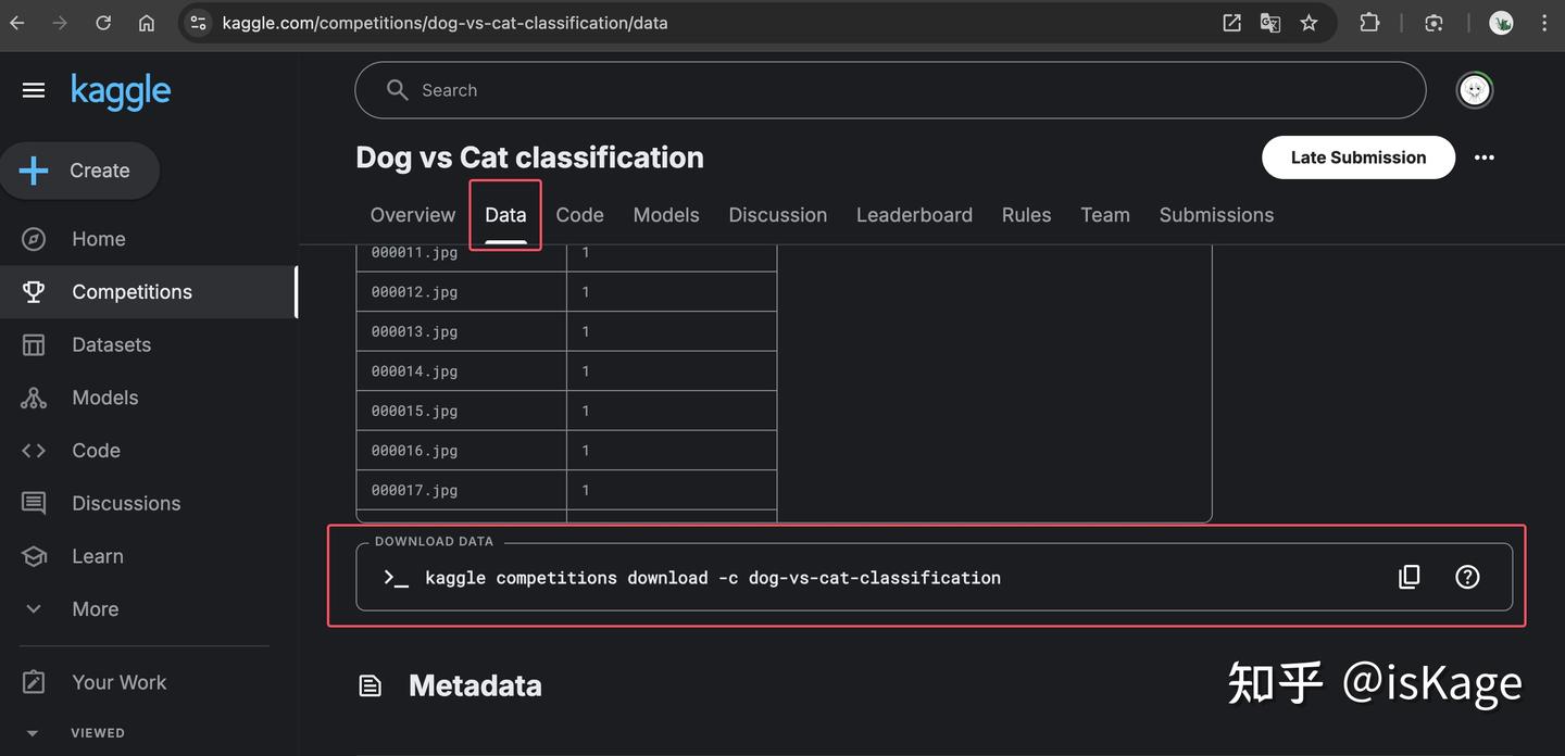 从 Kaggle 下载数据集（mac 和 win 端） - 知乎