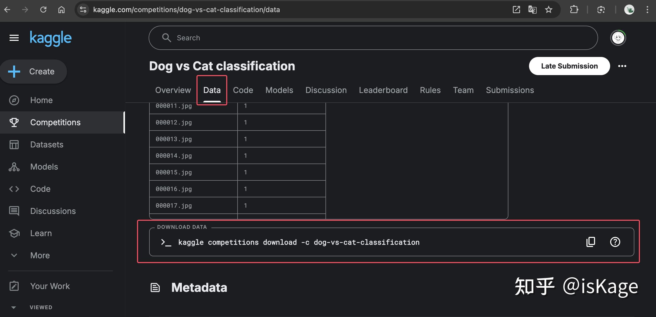 从 Kaggle 下载数据集（mac 和 win 端） - 知乎