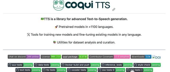 新一代开源语音库CoQui TTS冲到了GitHub 20.5k Star - 知乎