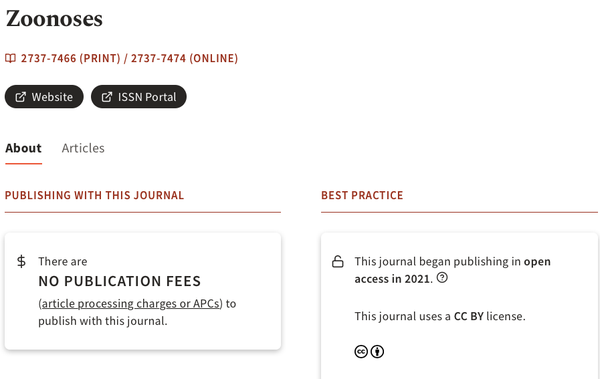 喜讯：Zoonoses杂志被DOAJ收录 - 知乎