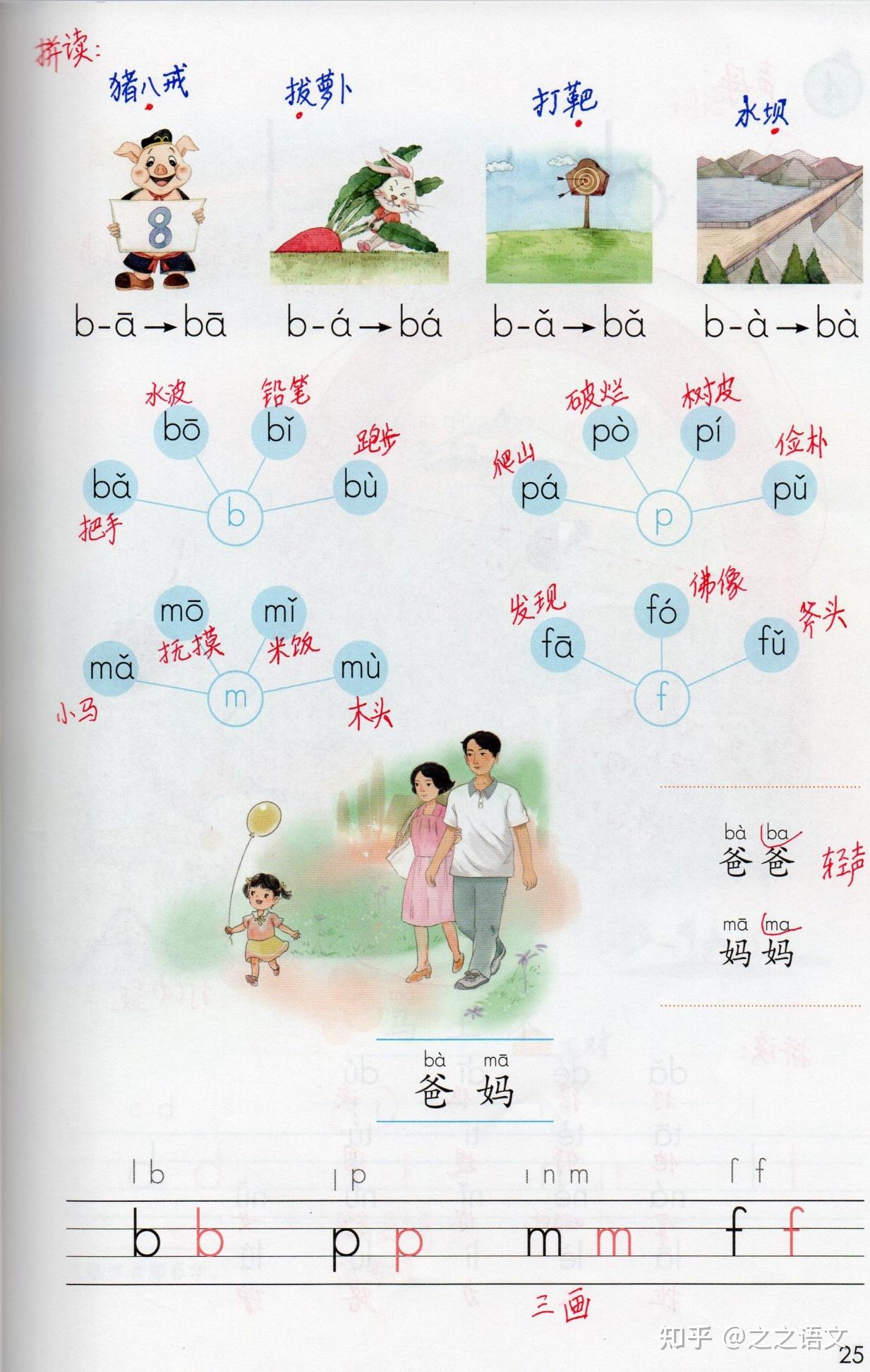一上汉语拼音第3课（b p m f）学习笔记 - 知乎