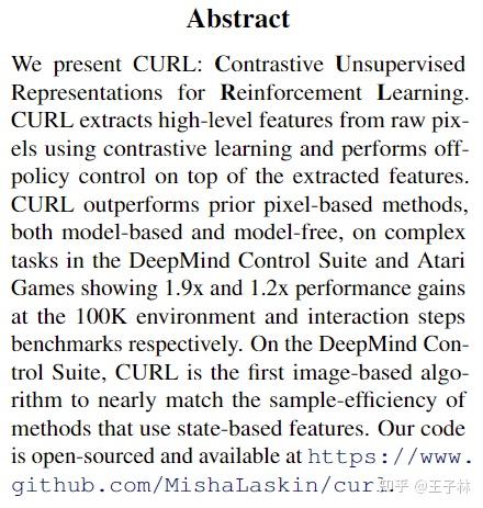 ICML2020 CURL: Contrastive Unsupervised Representation Learning for Sample-Efficient RL - 知乎