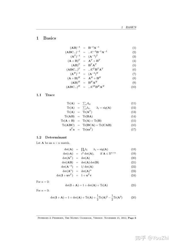 矩阵微积分公式查表(The Matrix Cookbook) - 知乎