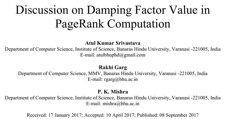 Discussion on Damping Factor Value in PageRank - 知乎