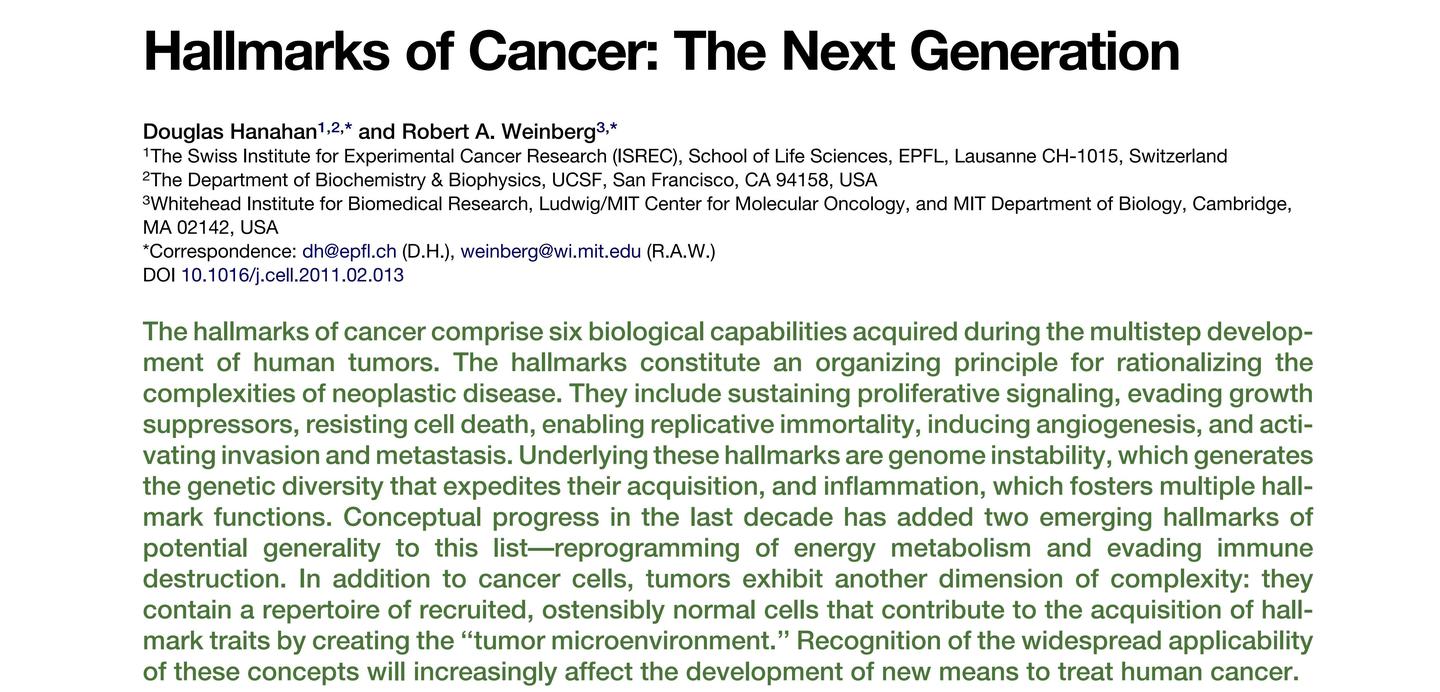 文献分享 | Cell：Hallmarks of Cancer: The Next Generation - 知乎