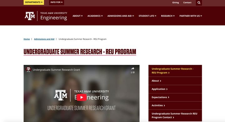 美国大学暑期学分交换项目-德州农工大学暑期工程项目 Texas A&M University- Undergraduate Summer Research - REU Program - 知乎