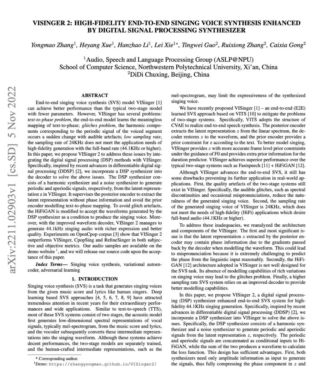 Interspeech2023 | 高保真歌声合成系统VISinger2 - 知乎