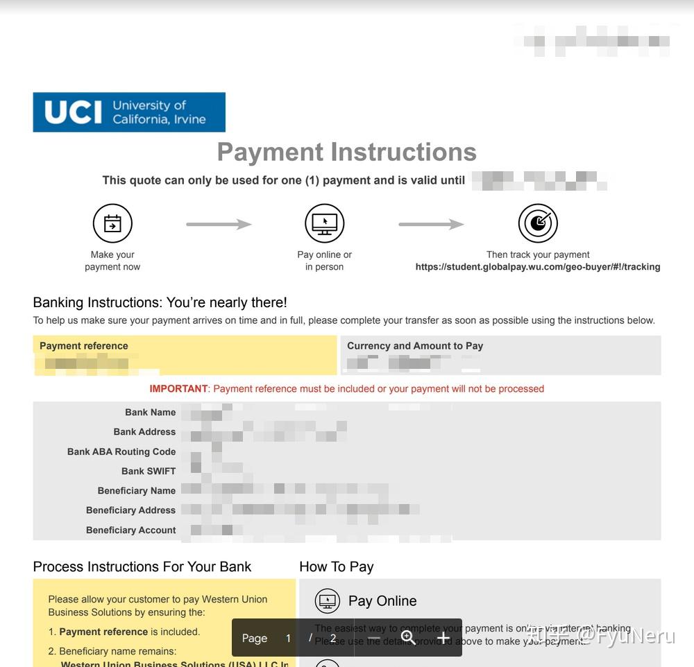 UCI中国境内学费支付小结 - 知乎