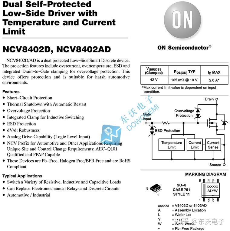 NCV8402ADDR2G双路MOS管的参数特性和功能介绍 - 知乎