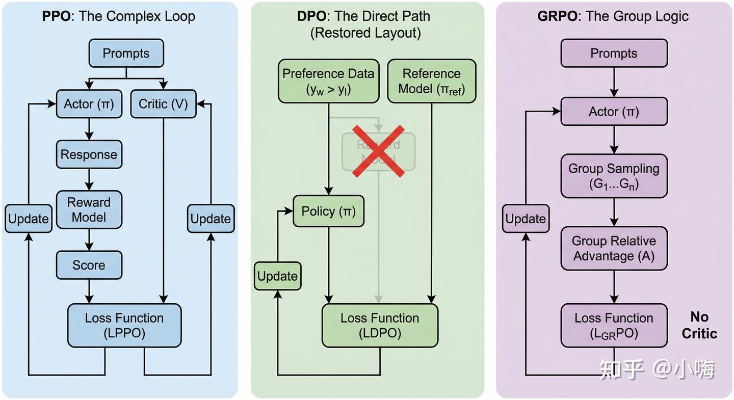 PPO、DPO 与 GRPO 深度对比与选型指南 - 知乎