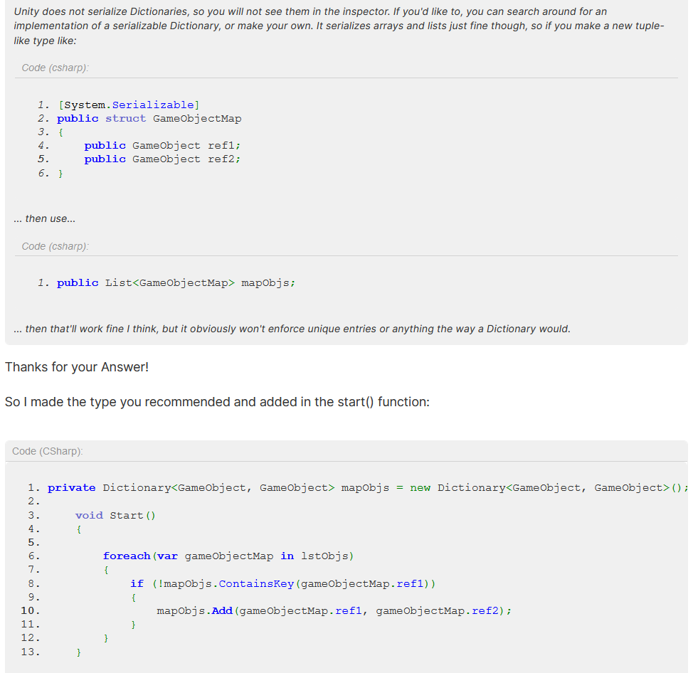  Unity Inspector Dictionary 
