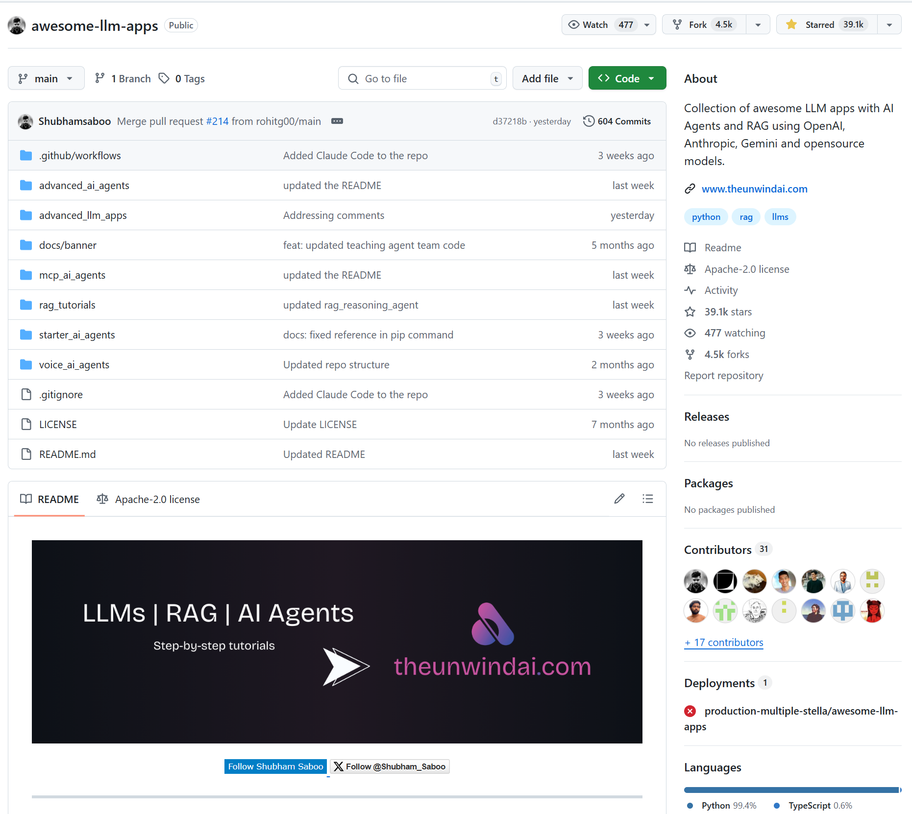 深入解析 anwesome-llm-apps：一站式掌握 RAG、AI 代理与多模型应用 - 知乎