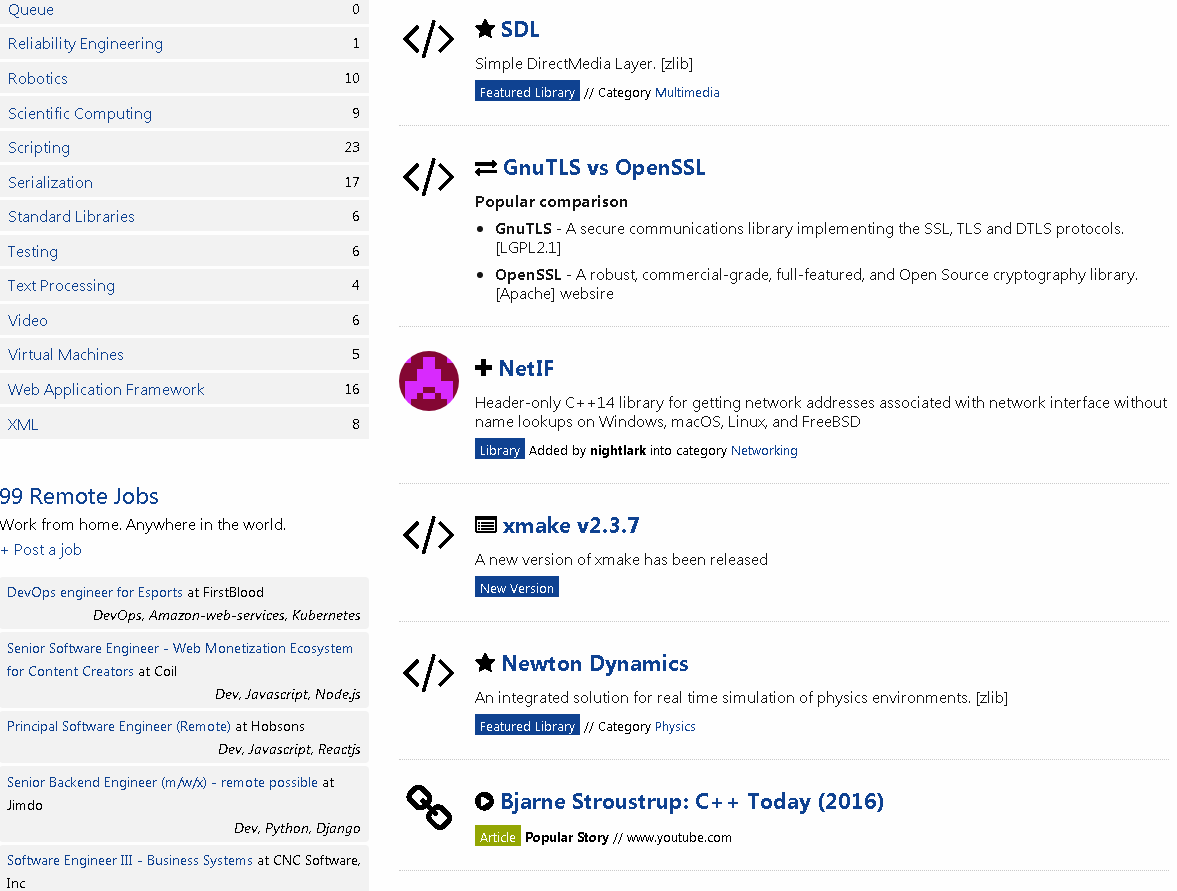 酷站推荐 - cpp.libhunt.com - LibHunt | Awesome C++ - 知乎
