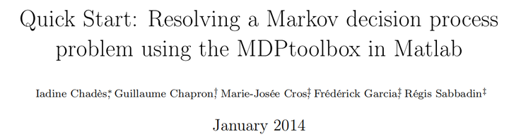 MATLAB--Markov Decision Processes (MDP) Toolbox - 知乎
