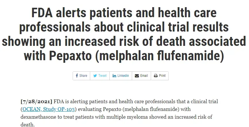 FDA对Oncopeptides多肽偶联物Pepaxto临床警示分析 - 知乎
