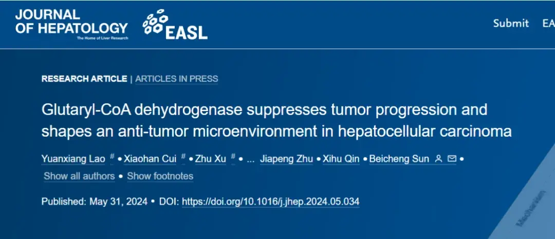 J Hepatol | 孙倍成团队巴豆酰化修饰组学揭示GCDH抑制肝细胞癌进展机制 - 知乎