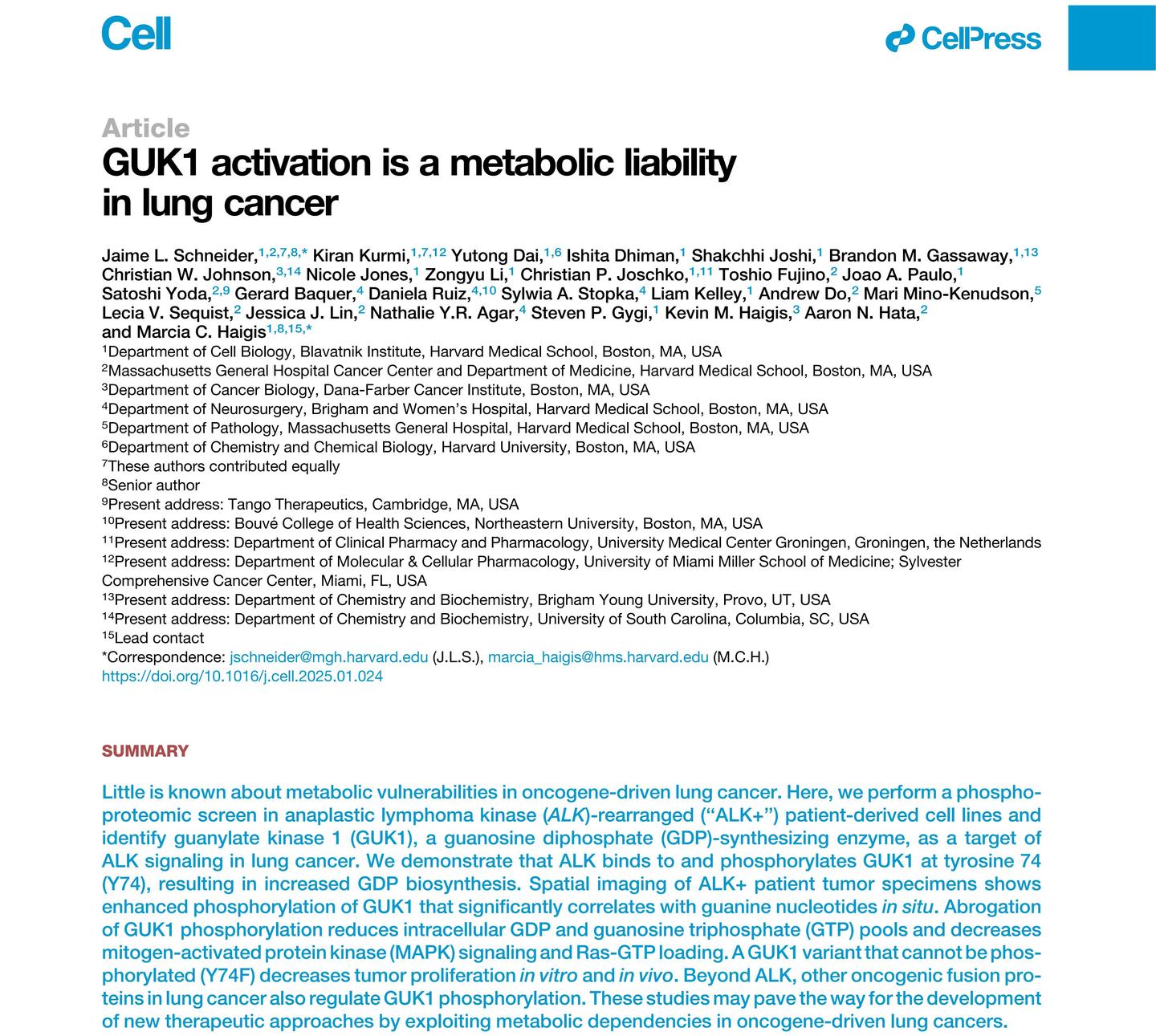 文献分享 | Cell：GUK1激活是肺癌的代谢倾向 - 知乎
