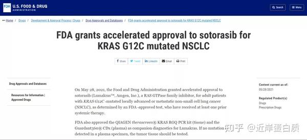 新突破：全球首款KRAS抑制剂获批上市，“不可成药”靶点新生！ - 知乎