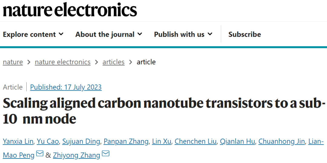 北大团队造出90nm碳纳米管晶体管，助推碳基芯片的工程化发展，相关氢气传感器产品已经上市 - 知乎