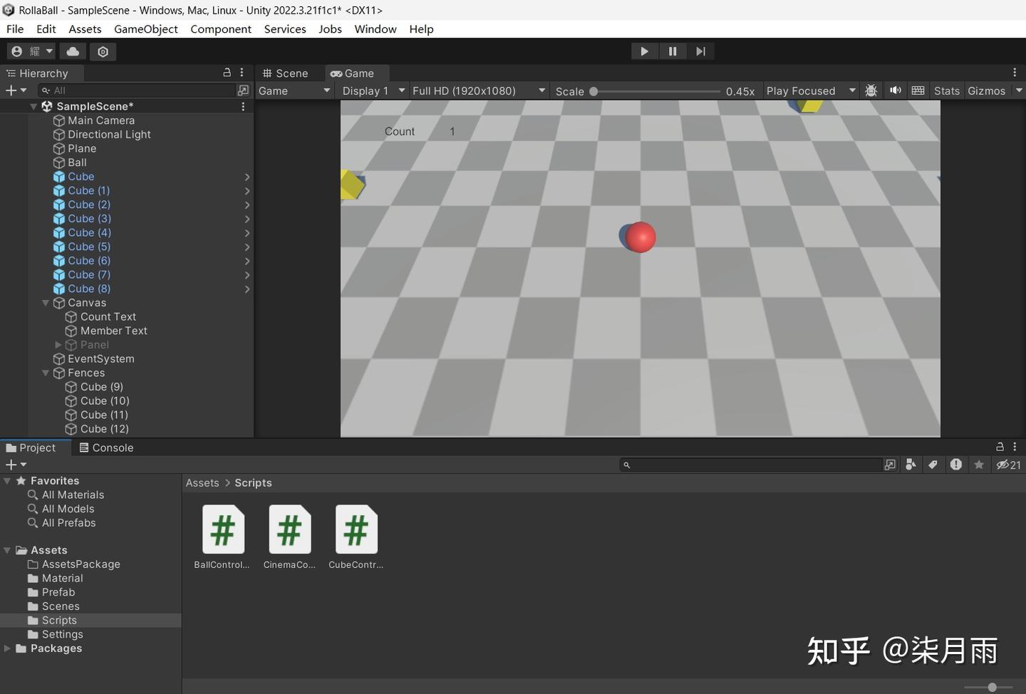 Unity 实验一RooaBall 课堂作业随笔 - 知乎