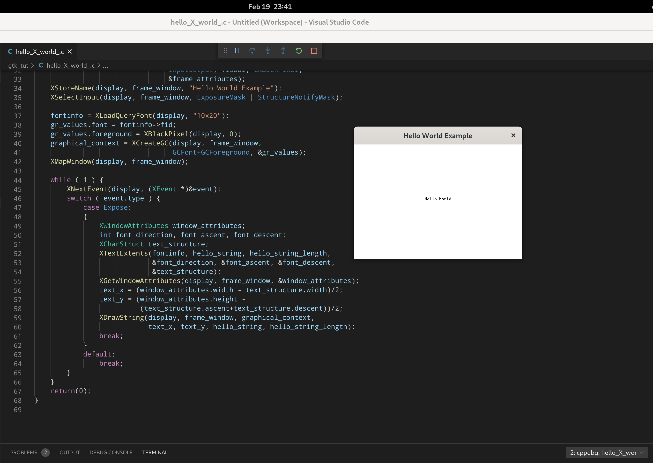 C Hello World X11 和 VS CODE 的小练习 - 知乎
